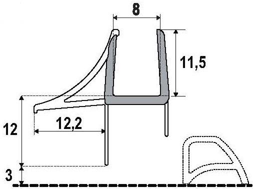 Shop-Installateur - ALVA Amoa Dichtleiste vertikal für Flügelt., zw ...