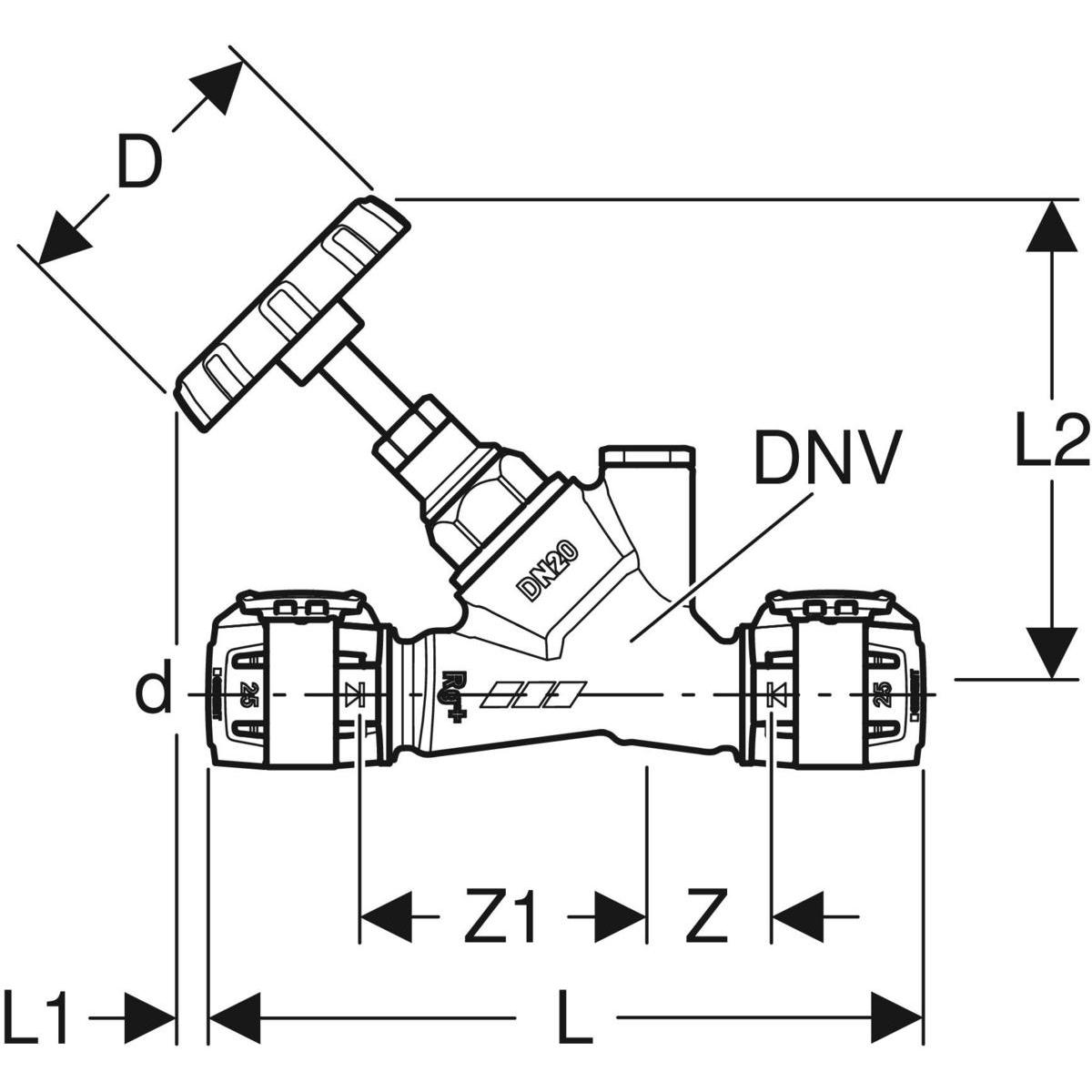 Shop-Installateur -GE FlowFit Schrägsitz Absperrventil RG+ d32